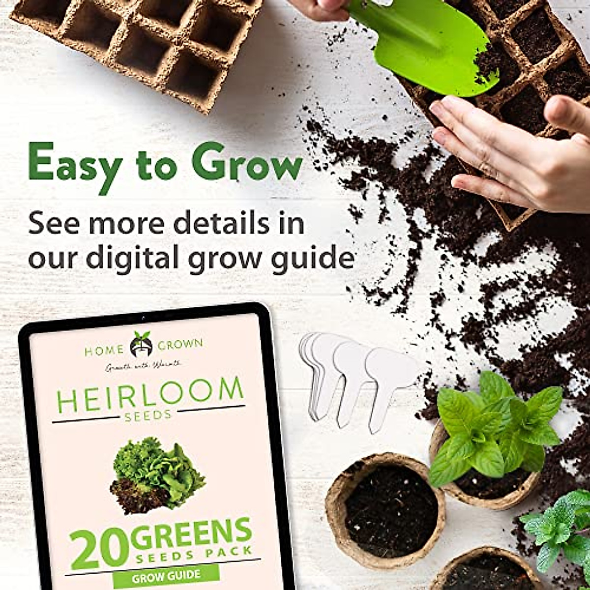 10,000+ Heirloom Lettuce Seeds for Planting Indoors - 95% Germination, Non-GMO Greens Seeds, (20 Varieties): Kale, Spinach, Butter, Oak, Romaine Bibb & More - Lettuce Seeds for Hydroponic Home Garden