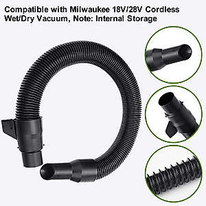 MWEDP 14-37-0105 Vacuum Hose Compatible with Milwaukee M18 Vacuum 0970-20 0880-20 0780-20 (Internal Storage), Fits 18V/28V Wet/Dry Vac Hose Assembly