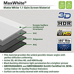 Elite Screens ezCinema Series, 135-INCH 16:9, Manual Pull Up Projector Screen, Movie Home Theater 8K / 4K Ultra HD 3D Ready, 2-YEAR WARRANTY, F135NWH