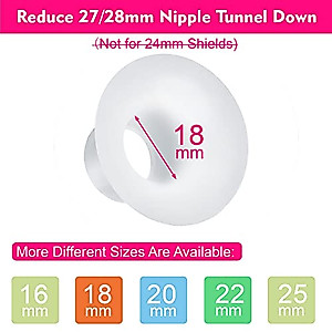 LOZAEVE 18mm Silicone Flange Inserts Compatible with for Spectra S1/S2, Medela, Bellababy, Elvie, Willow go, Momcozy S9 S10 S12, Freemie Breast Pump Insert Shields, Reduce 27-28mm Tunnel to 18mm, 2pcs