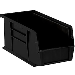Great Box Supply Plastic Stack & Hang Bin Boxes, 18" x 8 1/4" x 9", Black, 6/Case
