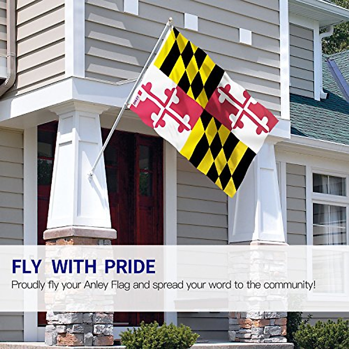Anley Fly Breeze 3x5 Foot Maryland State Polyester Flag - Vivid Color and Fade proof - Canvas Header and Double Stitched - Maryland MD Flags with Brass Grommets 3 X 5 Ft