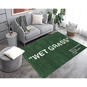 ZTFGZSXG Keep Off Wet Grass Area Rugs Green 3D Printed Modern Large Carpet Non-Slip Floor Mat Rugs for Bedroom Livingroom Home Decor Mat 4' x 5.3'