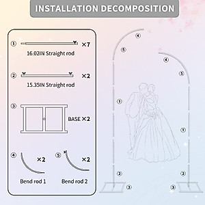 ZpigToor Metal Wedding Arch Stand,Set of 2 Gold Curved Top Arch Backdrop Stand Wedding Arches for Ceremony Birthday Anniversary Baby Shower Floral Stand Background Decoration (Gold,7.8FT & 6.7FT)
