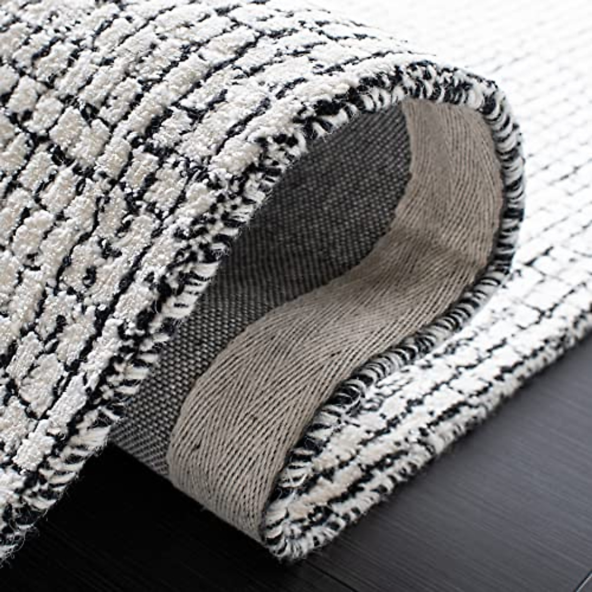 SAFAVIEH Abstract Collection 8' x 10' Ivory/Black ABT470Z Handmade Premium Wool & Viscose Living Room Dining Bedroom Area Rug