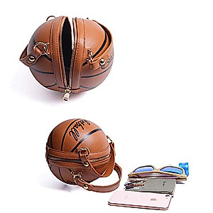 SUKUTU Basketball Shaped Crossbody Bag Purse Women Messenger Tote Handbag Mini PU Round Shoulder Bag for Girls