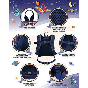 HappyVk- Backpack with Leash for Kids-Anti Lost Walking Toddler Leash-Dinosaur design-for 1-4 Years Old Boys, Girls