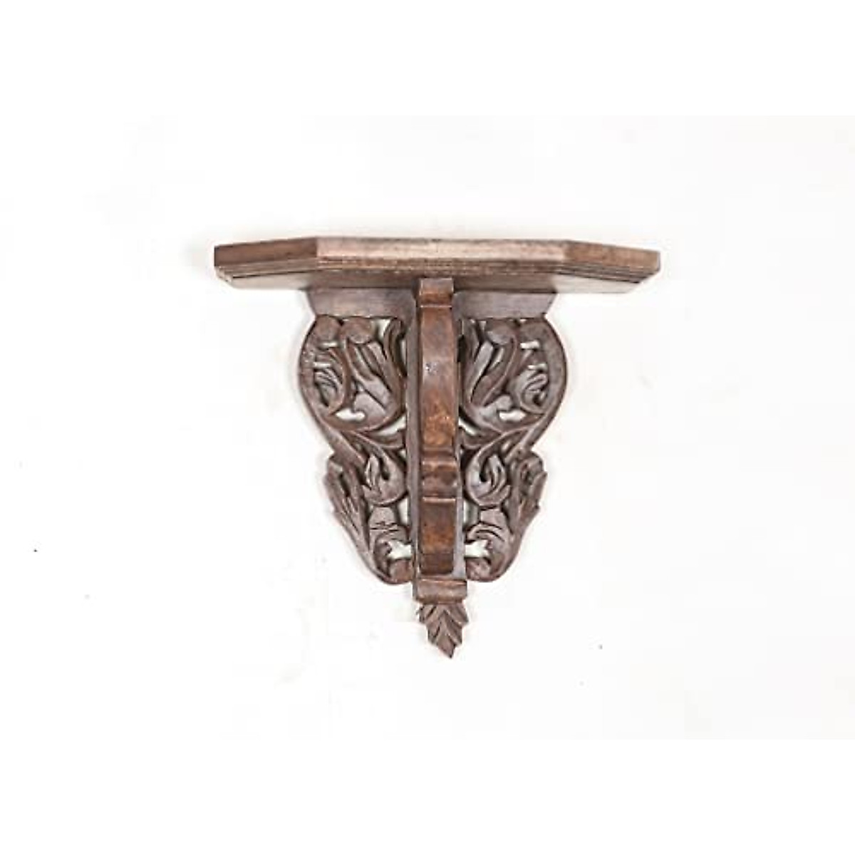 Craftrail Gaya S/2 14X13X4.5Inch Carving Wall Décor Shelf Set of 2, Brown