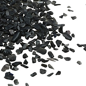 SUNYIK Black Agate Tumbled Chips Stone Crushed Pieces Irregular Shaped Stones 1pound(about 460 gram)