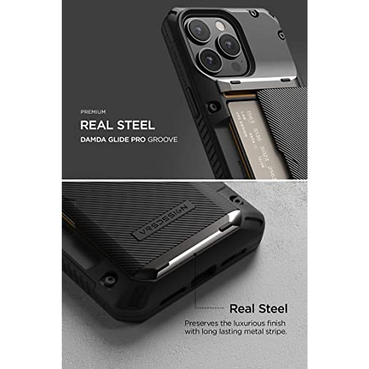 VRS DESIGN Damda Glide Pro Phone Caase for iPhone 14 Pro Max, Sturdy Semi Auto Wallet [4 Cards] Case Compatible for iPhone 14 Pro Max Case (2022)