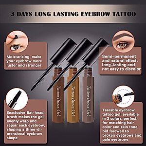 LOKFAR 2 Pcs Peel Off Tattoo Eyebrow Gel, Natural Eye-brow Gel Long-Lasting Waterproof Eyebrow Peel Off Tattoo Brow Tattoo Makeup, Eyebrow Tattoo Peel Off for All Types of Eyebrows (Gray Brown)