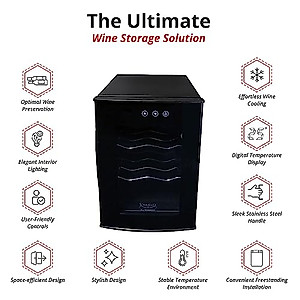 Koblenz 18-Bottle Free Standing Single Zone Fridge and Chiller Wine Cooler, Black