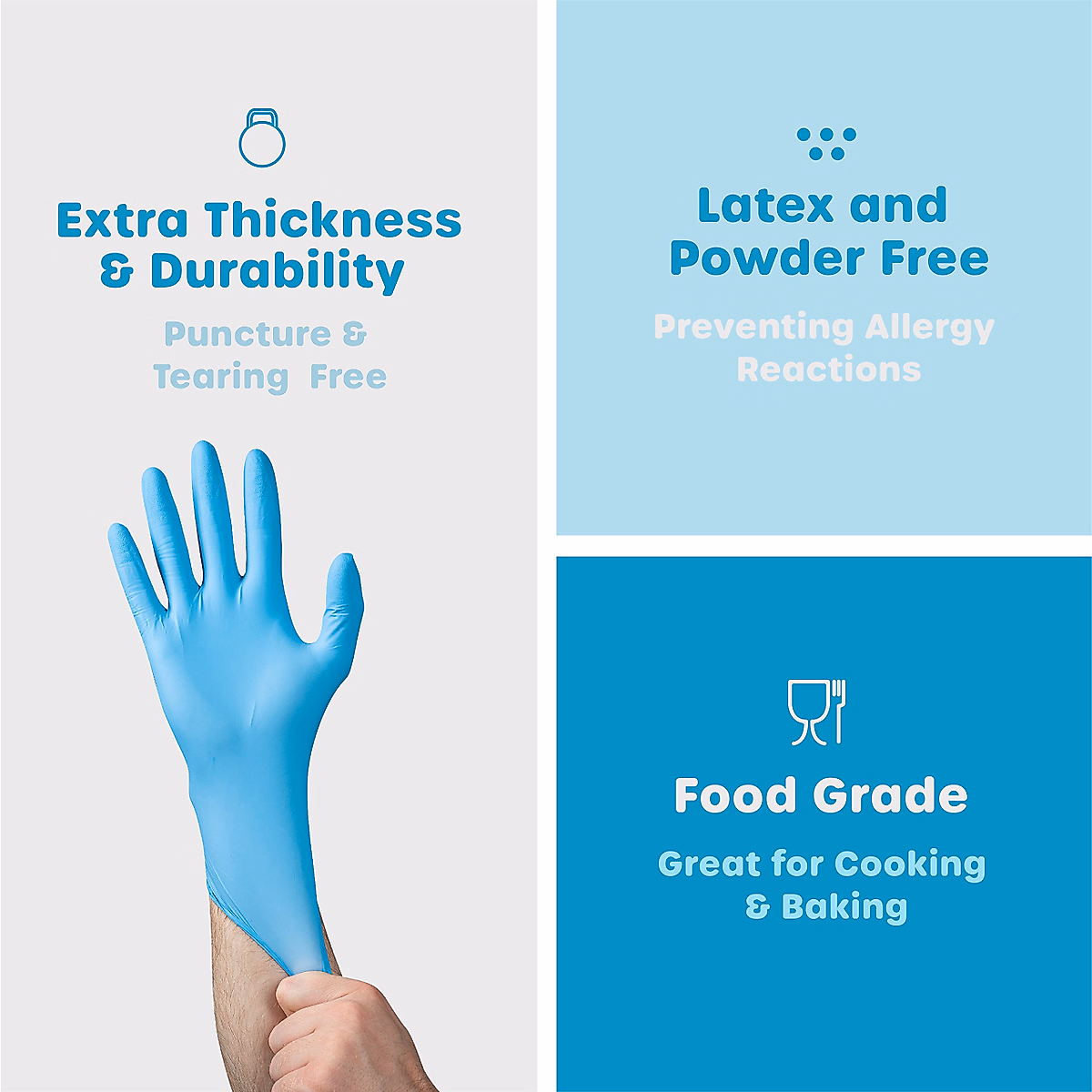 Comfy Package, Synthetic Vinyl Blend Disposable Plastic Gloves Powder & Latex Free, Non-Sterile - Large [100 Count]