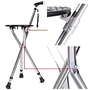 Folding Seat Cane,Walking Stick & Chair Seat, Travel Cane Chair,Lightweight,Robust 3 Legged Walking Seat Stick - Three Legged Stick with St