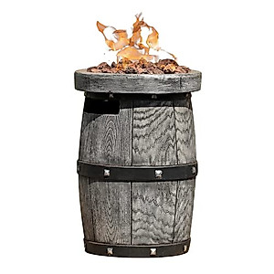10 inch Portable Tabletop Fire Pit, Propane Concrete 10,000 BTU Tabletop Gas Firebowl, w/Lava Rocks, CSA Certification(Round)