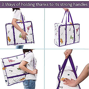 3 Packs Clear Storage Bag, 20 X 16 X 10 inch, Heavy Duty Vinyl Clothing Storage Organizers with Double Reinforced Handle for Comforter Duvet Blanket Bedding Clothes Toys, PVC Clothes Storage Bag