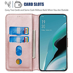 Case for Oppo Reno2 Z Wallet Case,with Card Holder Kickstand Magnetic Closure PU Leather Flip Case Cover for Oppo Reno2 Z 6.53" -Rose Gold