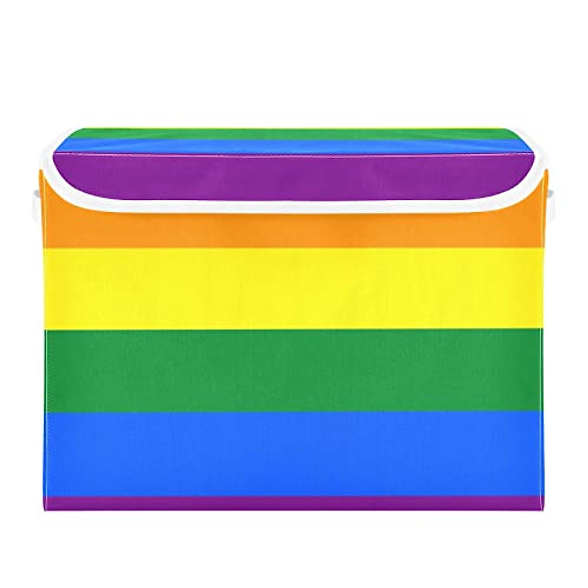 Krafig Novelty Rainbow Flag Foldable Storage Box Large Cube Organizer Bins Containers Baskets with Lids Handles for Closet Organization, Shelves, Clothes, Toys