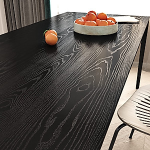 Skyblur 24" x 118" Black Wood Contact Paper for Cabinets Peel and Stick Countertops Wallpaper Wood Grain Dark Wall Paper Self Adhesive Removable Vinyl Black Contact Paper for Counter Tops Desktop
