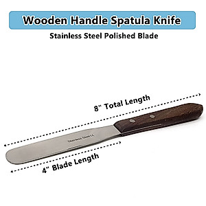 A2Z-WHS4 Stainless Steel Lab Spatula with Wooden Handle, 4" Blade, 0.62" Blade Width, 8" Total Length