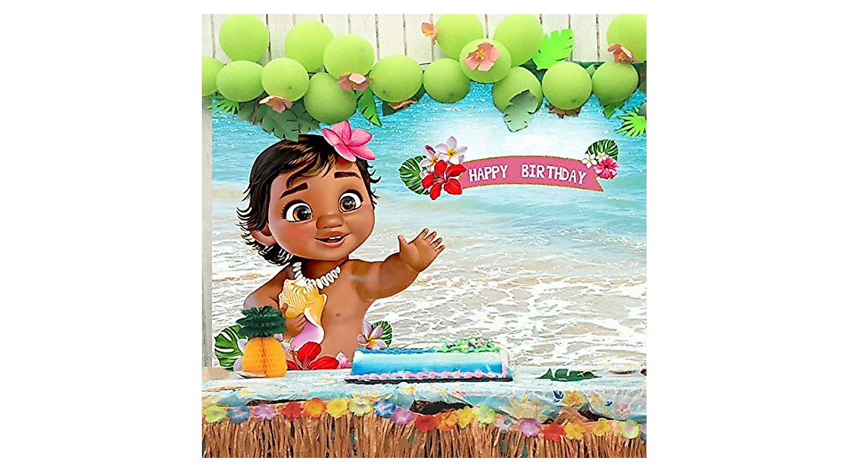 Baby Moana Sea Blue Water Backdrop | Photos & Party Decor 7x5FT