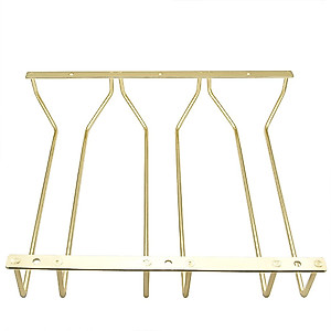 zoohot 30.5cm Wine Glass Rack - Under Cabinet Stemware Wine Glass Holder Glasses Storage Hanger Metal Organizer for Bar Kitchen, Gold Finish (3 Rows, 1 Pack)
