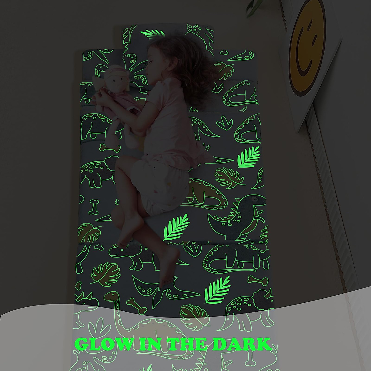 MeMoreCool Folding Sofa Bed Floor Mattress for Kids, Glow Tri Folding Mattress Kid Fold Up Sofa Futon Folding Chair Bed, Child Foldable Mattress Floor Bed Folding Couch Trifold Mattress for Playroom