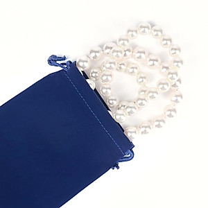 HRX Package 20pcs Velvet Jewelry Bags, 5x7 inch Blue Cloth Gift Drawstring Pouches Baggies Sacks for Dice Ornament