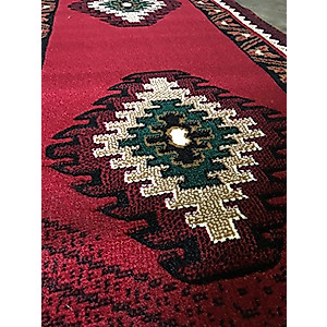 South West Native American Runner Area Rug Red Design D143 (2ft.x7ft.)