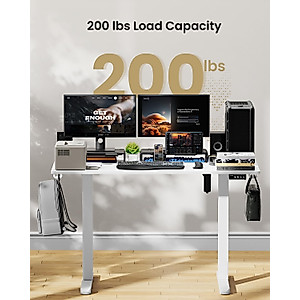 ProtoArc Standing Desk with Dual Monitor Stand Riser, 48 x 24 Inches Height Adjustable Desk with Storage, Electric Stand up Desk with Laptop Stand (Black/White)