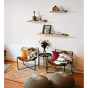 BEUGAWHOO Floating Shelf Natural Oak Wood Picture Ledge Shelf Wood Small Wall Shelf for Bedroom, Living Room, Bathroom,Kitchen, Office,16inch