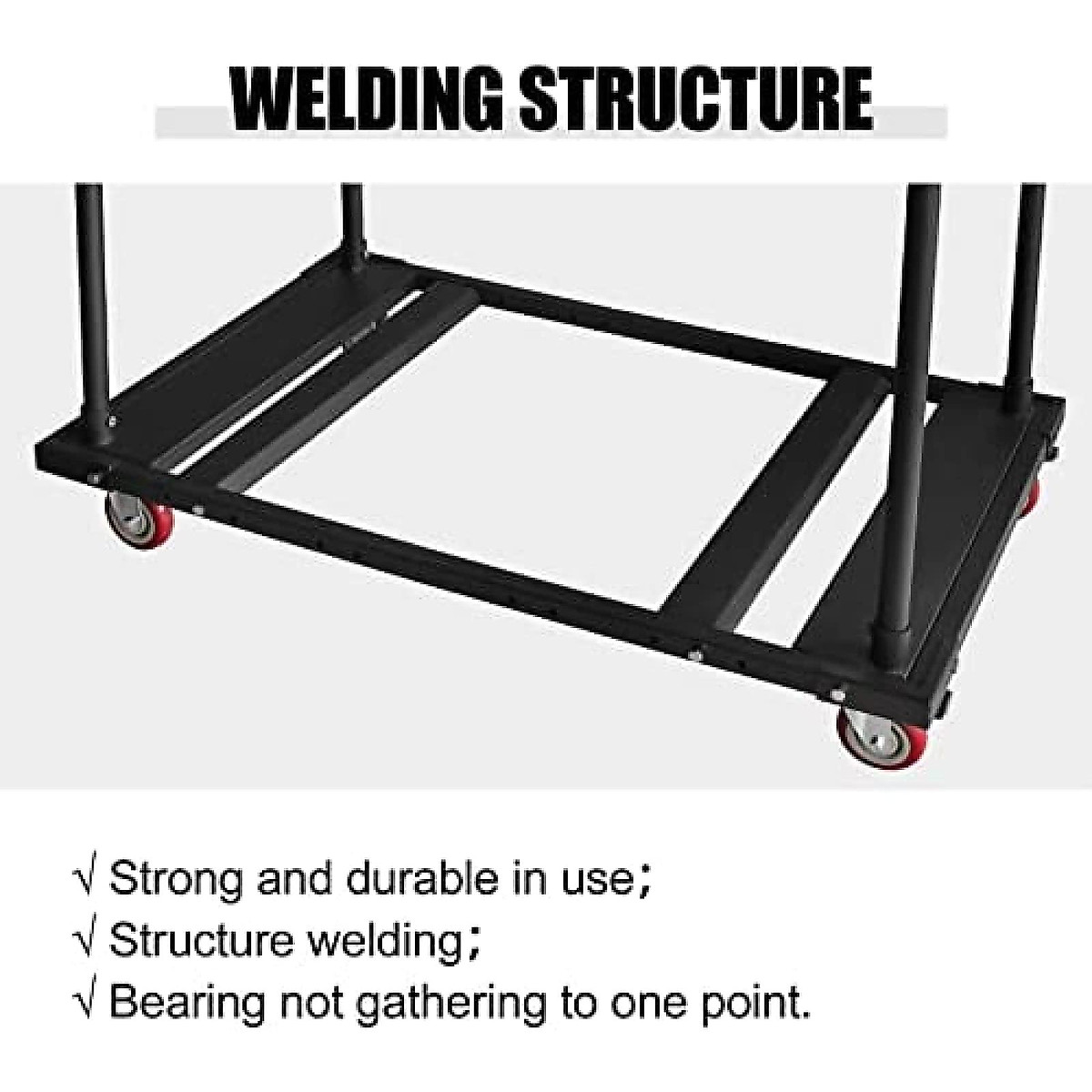Table Cart Folding Cart Rack for 60" Round Heavy Duty Desk Trolley Black Push Cart with Mute Wheel 10 Table Capacity Fits for Hotel and Conference Center Use,45.3 X 45.3 X 29.1''