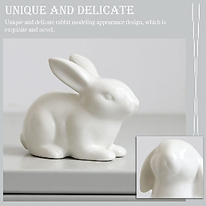 4Pcs Easter Rabbit Figurine Ceramic Bunny Statues Mini Garden Ornaments Easter Party Decor for Lawn Table Office