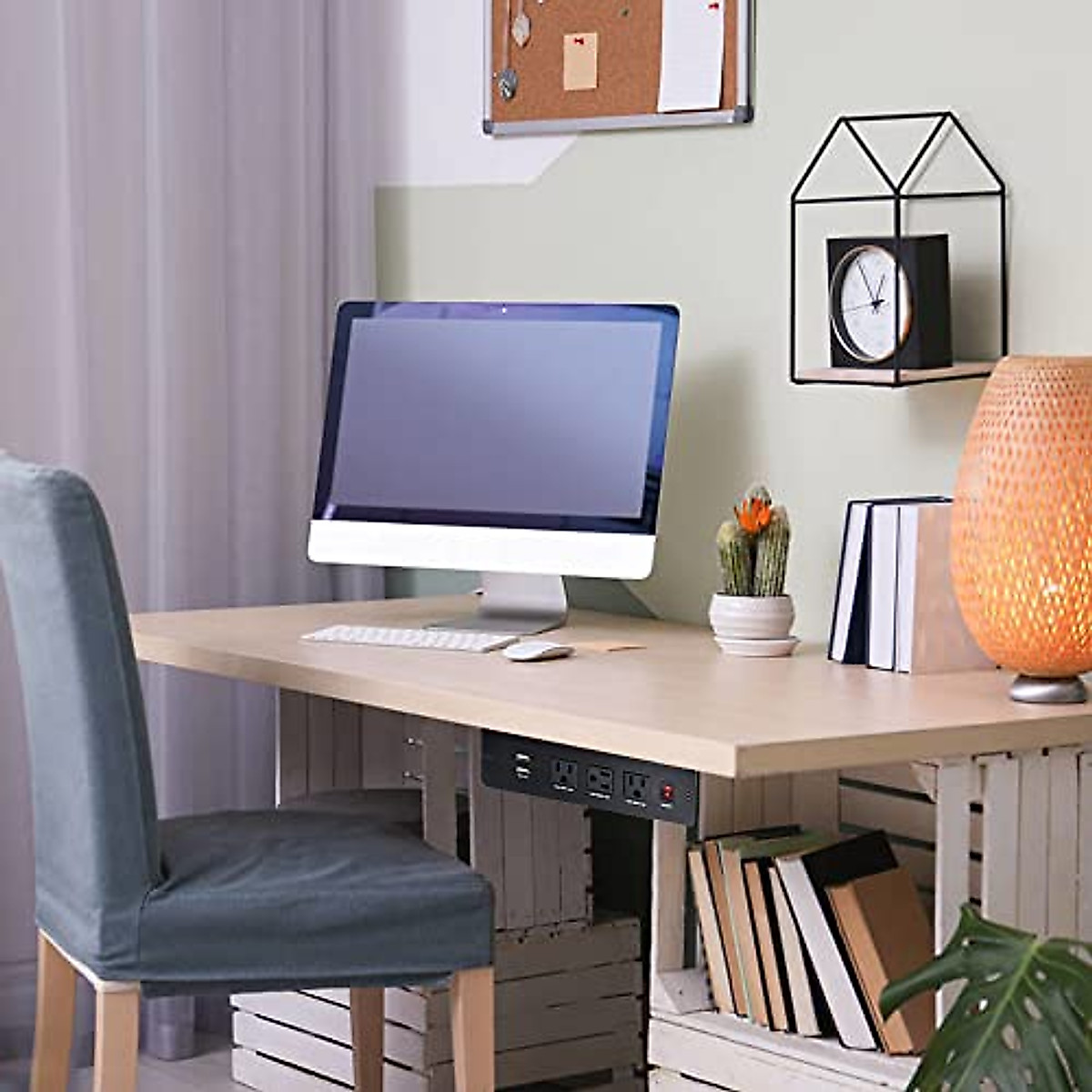 Under Desk Power Strip 3 AC Outlets & 2 USB Ports Desk Mountable Power Strip with 9.85ft Power Cord for Home Office Standing Desk