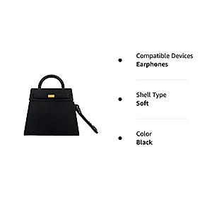 BONTOUJOUR Case Compatible with AirPods Pro, Girls Creative Fashion Mini Handbag Earbud Case, Stylish Soft Silicone Wireless Earphone Protection Charging Cover for AirPods Pro +Hook -Black