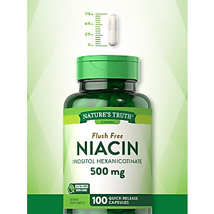 Nature's Truth Flush Free Niacin | 500mg | 100 Capsules | Non-GMO & Gluten Free Supplement