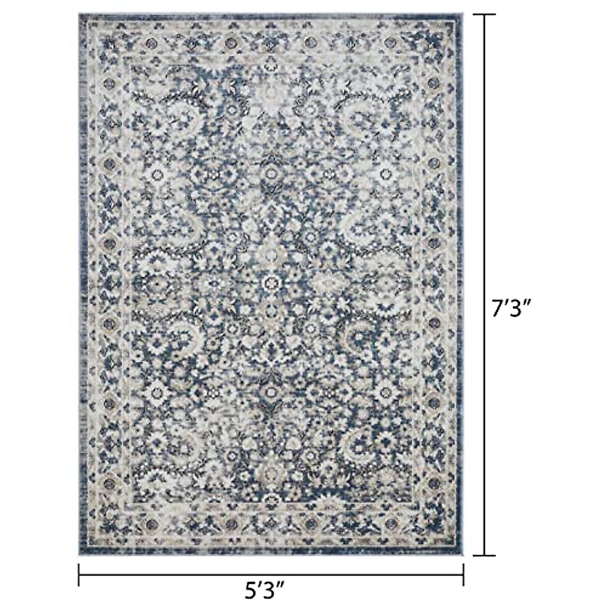 LOOMAKNOTI Kehleigh Otindas 5' x 7' Blue Oriental Indoor Area Rug