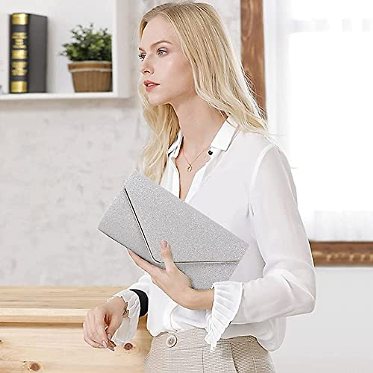 BBjinronjy Clutch Purse Evening Bag for Women Prom Sparkling Handbag With Detachable Chain for Wedding and Party (Silver)