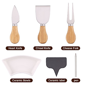 FITNATE Cheese Board Set Round Charcuterie Boards with Cheese Grater, Bamboo Swivel Cheese Cutting Board and Knife Set Cheese Serving Platter for Thanksgiving Day, Christmas, Family Gatherings