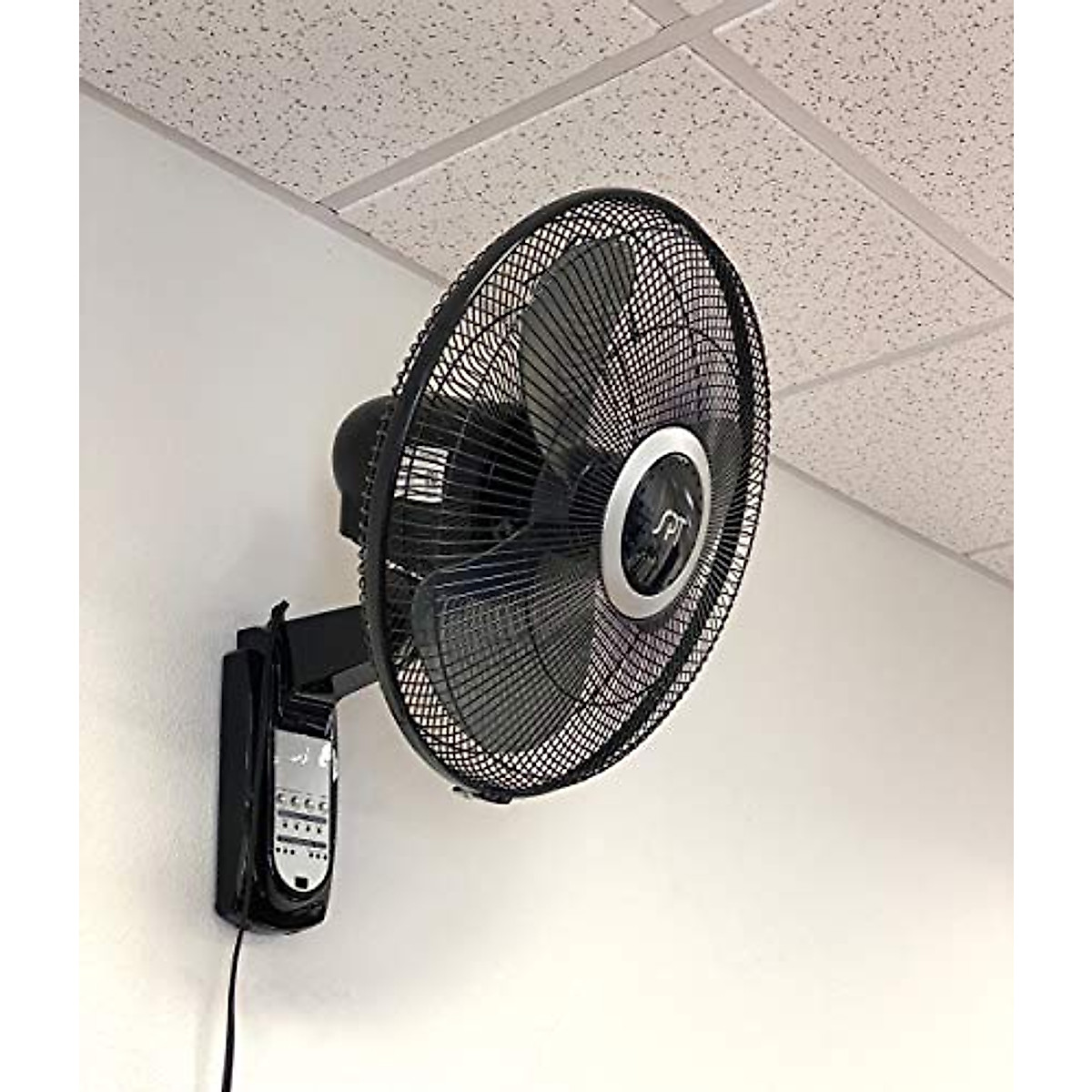 SPT SF-16W81A: 16″ Wall Mount Fan with Remote Control, black