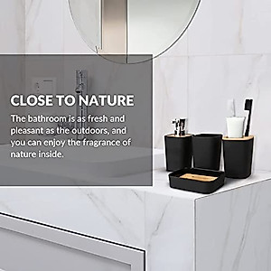 MYCENSE Bathroom Accessories Set 5 Pcs Bathroom Decor Ensemble Complete Includes Toothbrush Holder, Toothbrush Cup, Soap Dispenser, Soap Dish, Toilet Brush Holder, Black
