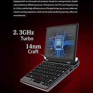 7Inche Touch Screen Mini Laptop, for J4105 CPU 12GB RAM Portable Laptop, Dual Band WiFi 2xUSB3.0 HDMI Mini Interface, Notebook for Win 10 11, 2MP 30fps Camera (12G+256G US Plug)
