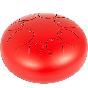 Happybuy Steel Tongue Drum 8 Notes 10 inches Mini Tongue Drum Red Handpan Drum Notes Percussion Instrument Steel Drums Instruments with Bag, Music Book, Mallets,Mallet Bracket
