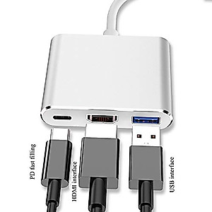 XUNMAIFHB Portable Docking Station,Type-c Turn hdmi Three-in-one Converter typec Multi-Function Docking Station USB Interface, PD Fast Charge, HD HDMI Fast Transmission, Gold