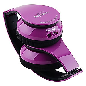 deep Purple Hi-Fi Over-Ear Stereo Bluetooth Headphones Built in Mic-Phone Talk with Phone or Listen Music Clearly, Built Noise Cancellation Technology, with Retail Package!