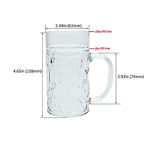 Plastic Beer Mugs With Handles, 8oz Dimpled Plastic Beer Steins, Oktoberfest Beer Mug, Small Plastic Beer Mug for Event, Party, Beer Festival, BBQ, Picnic (10 Pcs)