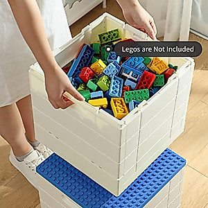 SHIMOYAMA Building Block Folding Storage Box, 25L Storage Bin for Duplo Blocks, 4 Pack, Stackable Storage Boxes, Bricks Not Included