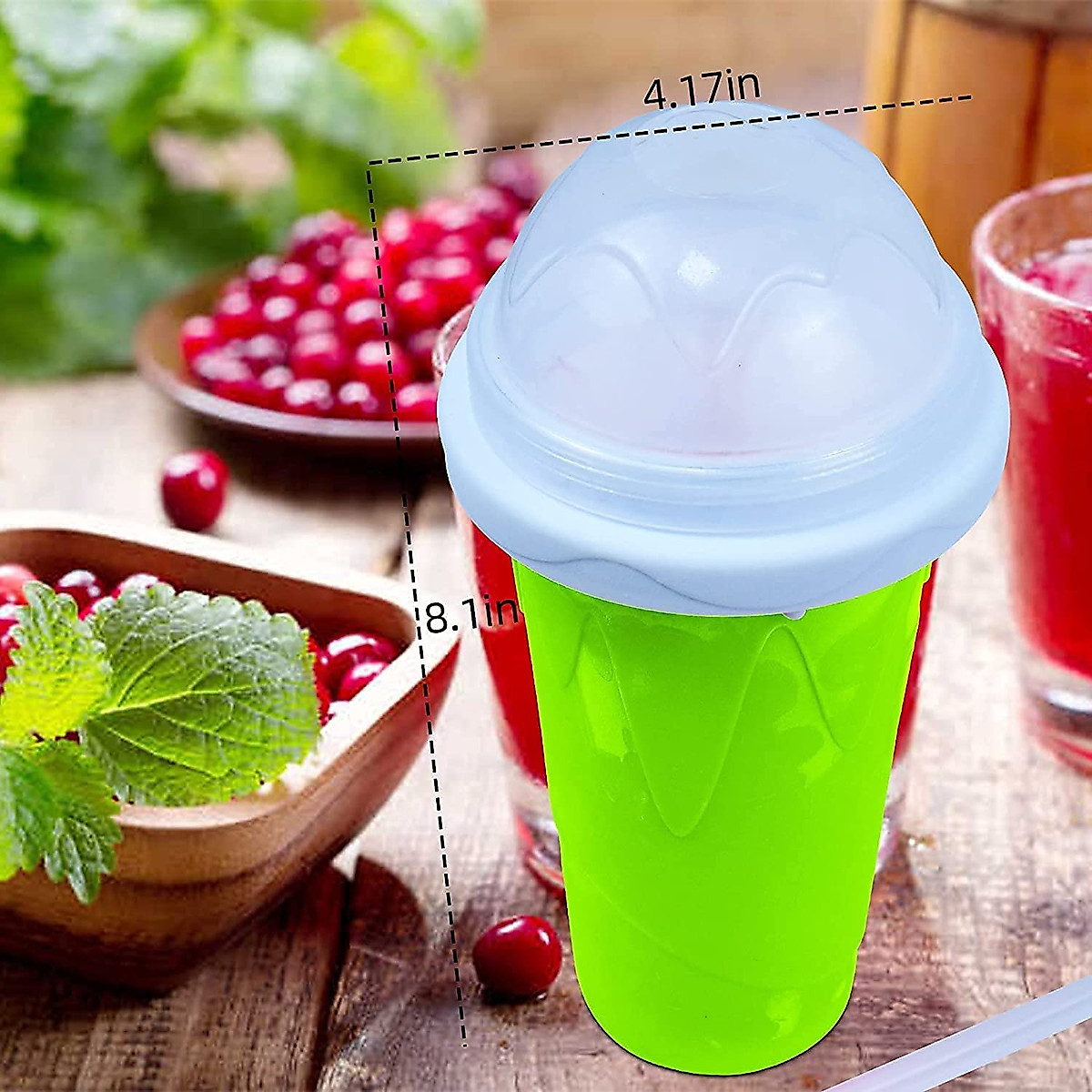 Slushie Cup Frozen Magic Cup Squeeze Cup slushy Maker Slushy Maker Cup DIY Homemade Smoothie Cups Travel Portable Double Layer Slushie Cup for Children and Family (R+G)