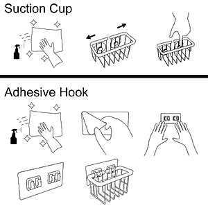 ONTOTY Sponge Holder for Kitchen Sink,Sponge Holder,Aluminum Sponge Holder for Kitchen Sink Suction,Sink Caddy,Kitchen Sink Organizer with Suction Cups & Adhesives Hooks for Kitchen,Bathroom(Silvery)