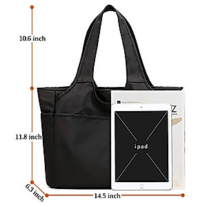 Collsants Nylon Tote Bag Waterproof Shoulder Bag for Women Lightweight Travel Handbag Multi Pocket with Zipper